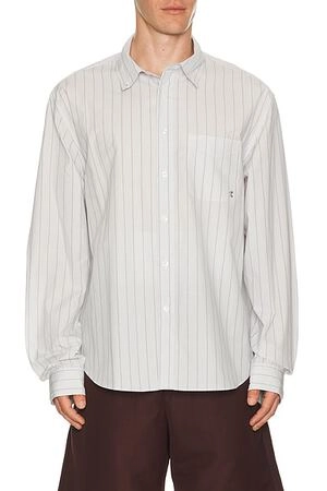 VOWELS Long Sleeve Striped Button Down Shirt