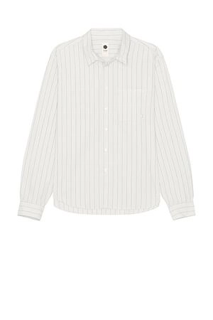VOWELS Long Sleeve Striped Button Down Shirt