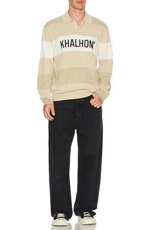 KHALHON Coastal Stripe Knit Polo Jacket