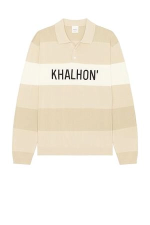 KHALHON Coastal Stripe Knit Polo Jacket