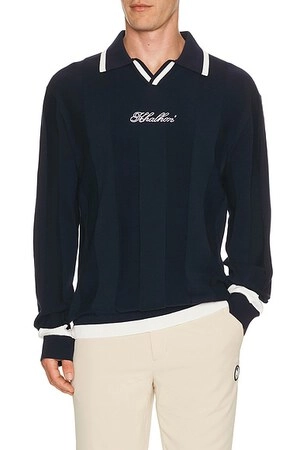 KHALHON V Tipped Varsity Knit Pullover Polo