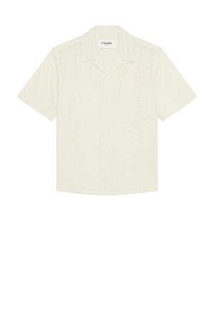 CORRIDOR Floral Eyelet Short Sleeve Shirt - Natural