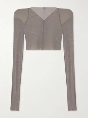Rick Owens Helm Stretch-mesh Blouse - Gray