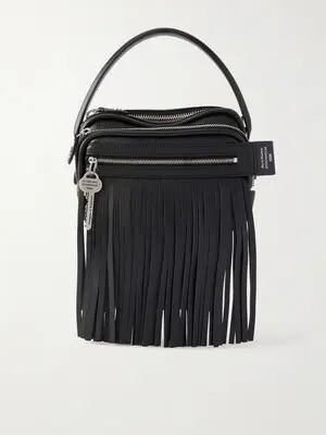 Acne Studios Leather Shoulder Bag With Fringe - Black