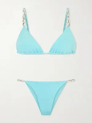 SARA CRISTINA Embellished Triangle Bikini - Blue