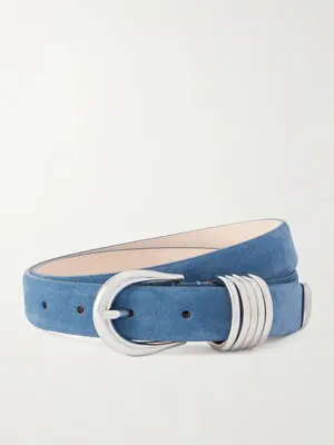 DEHANCHE Hollyhock Suede Belt With Silver Tone Buckle - Blue