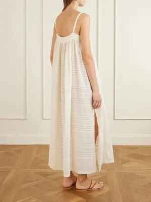LEMLEM Eda Striped Cotton-gauze Midi Dress - Neutrals