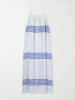 LEMLEM Eda Striped Cotton-gauze Midi Dress - Blue