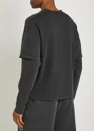 ASKYURSELF Layered Distressed Cotton T-shirt