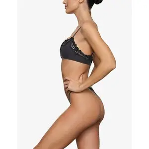 SKIMS Fits Everybody Lace-trimmed Stretch-woven Bra - Onyx