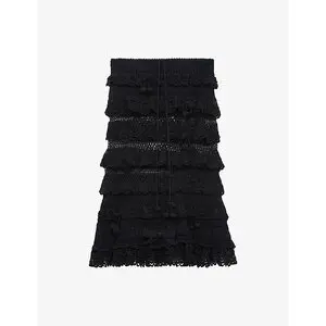Loewe X Paula's Ibiza Tiered Crochet Midi Skirt - Black