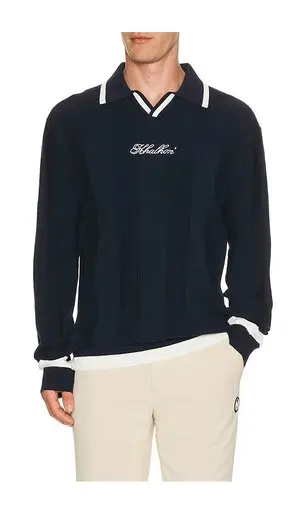 KHALHON V-tipped Varsity Knit Pullover Polo