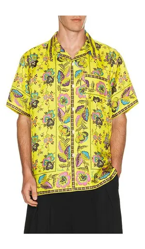 VOWELS Short Sleeve Silk Shirt In . Also