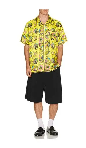 VOWELS Short Sleeve Silk Shirt In . Also