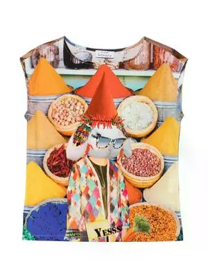 The Artistylist Graphic Print Cotton Vest - Orange