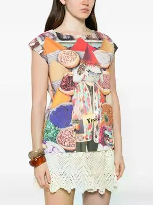 The Artistylist Graphic Print Sleeveless Tank Top - Orange