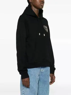 Dsquared2 Rhinestone Embellished Heart Logo Hoodie - Black