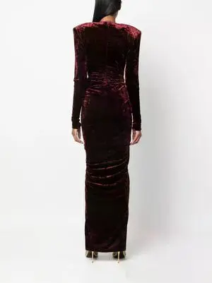 Alexandre Vauthier Draped Asymmetric Velour Gown