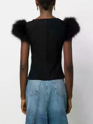 Dsquared2 Goth Feather-trimmed Bustier Top - Black