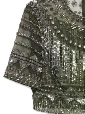 Elie Saab Embellished Cropped Top - Silver