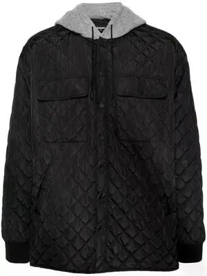 Dsquared2 Quilted Hooded Jacket With Logo Print