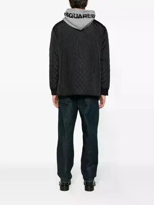 Dsquared2 Quilted Hooded Jacket With Logo Print