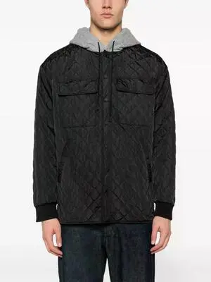 Dsquared2 Quilted Hooded Jacket With Logo Print