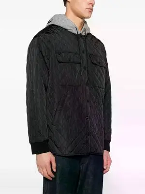 Dsquared2 Quilted Hooded Jacket With Logo Print
