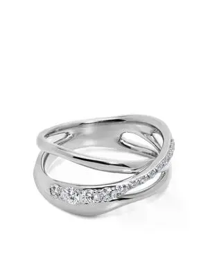 Monica Vinader Pavé Diamond Crossover Ring In Sterling - Silver