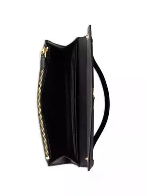 Prada Saffiano-leather Wallet With Shoulder Strap - Black