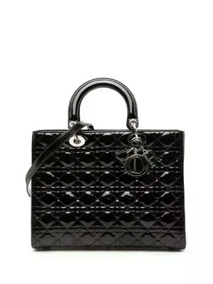 Dior Large Patent Cannage Lady Satchel - Black