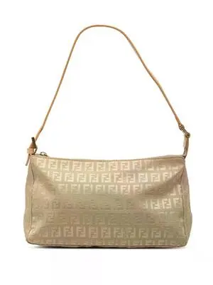 Fendi Zucchino Canvas Pochette Shoulder Bag - Neutrals