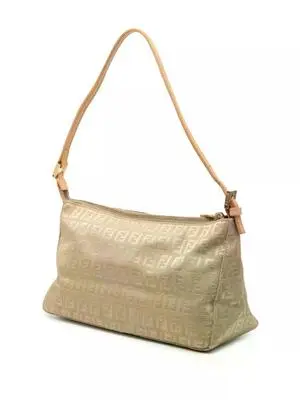 Fendi Zucchino Canvas Pochette Shoulder Bag - Neutrals