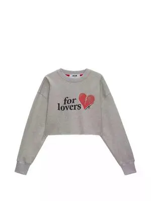 MSGM Cropped Heart Sweatshirt - Grey