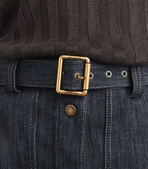 Moncler Denim Belted Midi Skirt