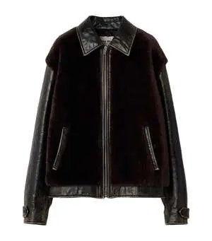 Miu Miu Leather And Shearling Trimmed Jacket