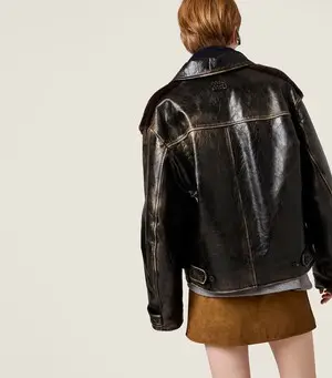 Miu Miu Leather And Shearling Trimmed Jacket