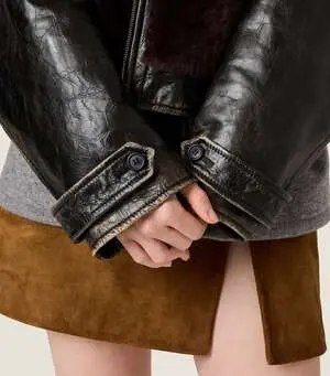 Miu Miu Leather And Shearling Trimmed Jacket
