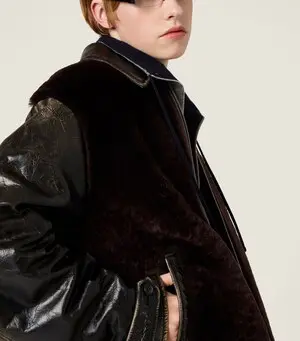 Miu Miu Leather And Shearling Trimmed Jacket