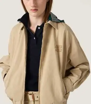 Miu Miu Gabardine Hooded Jacket - Neutral