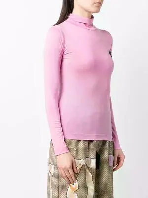 Viktor & Rolf Signature Seal Turtleneck Top - Pink