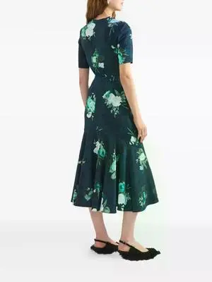 Erdem Floral Print Fluted Midi Skirt