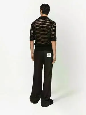 Dolce & Gabbana Open-knit Cotton Polo Shirt With Cut-out Detailing