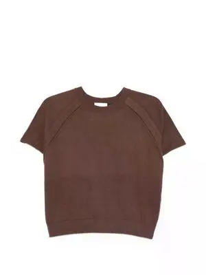 NUDE Ribbed-trim Short-sleeve Top - Brown