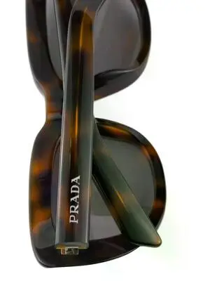 Prada Tortoise-shell Rectangle-frame Sunglasses