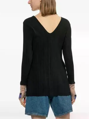 Toga Rib Long-sleeved Top With Contrast Cuffs