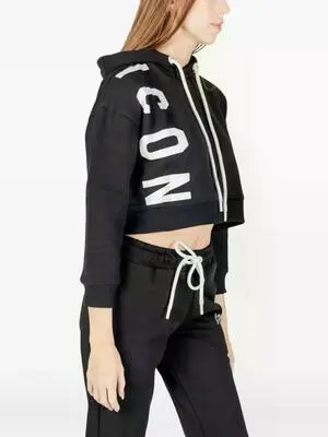 ICON BRAND Logo-print Cropped Hoodie