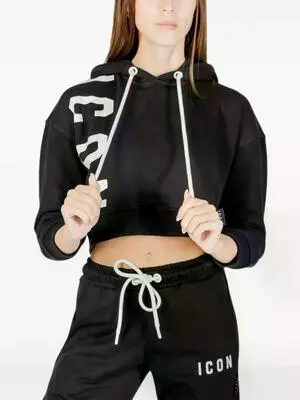 ICON BRAND Logo-print Cropped Hoodie