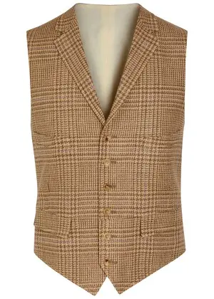 Polo Ralph Lauren Checked Linen-blend Waistcoat