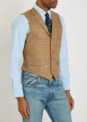 Polo Ralph Lauren Checked Linen-blend Waistcoat